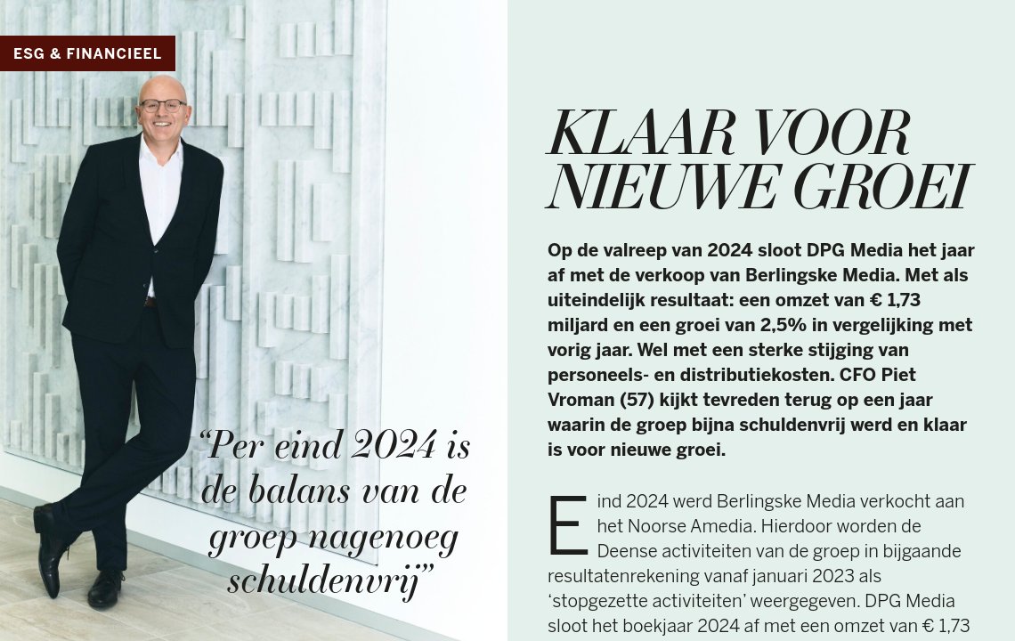 CFO Piet Vroman - DPG Media jaarverslag 2024